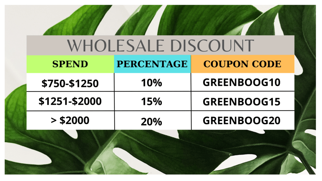 WHOLESALE PROGRAM - GREENBOOG GARDEN